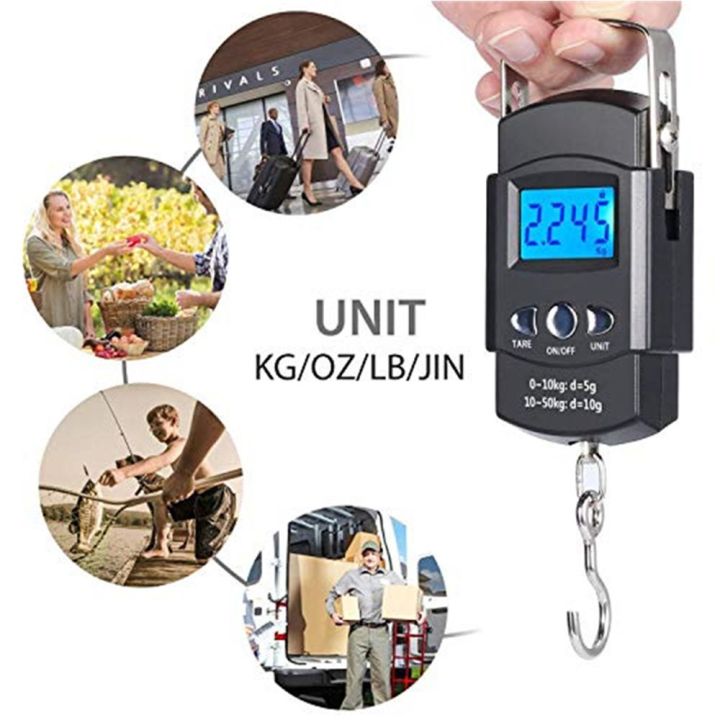 50KG 10g For Travel Luggage Fish With Measuring Ruler Hanging Hook LCD ...