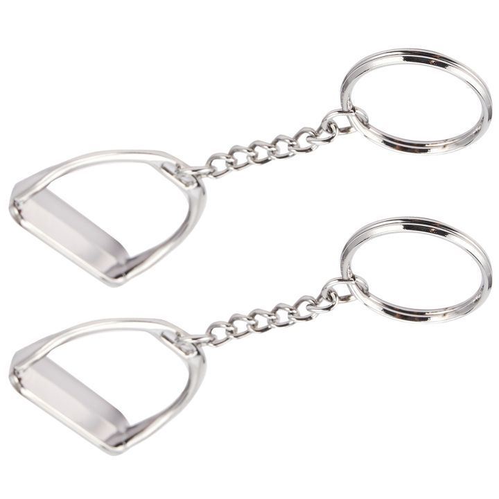 OUMERY 2Pcs Simple Elegant Design Western Stirrup Keychain Key Ring ...