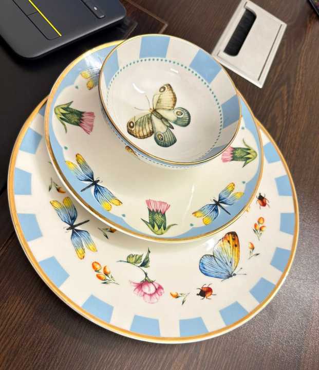 Butterfly Dinner Set 18 pcs/ Ceramics Dinner Set/ Floral Set | Daraz.com.bd