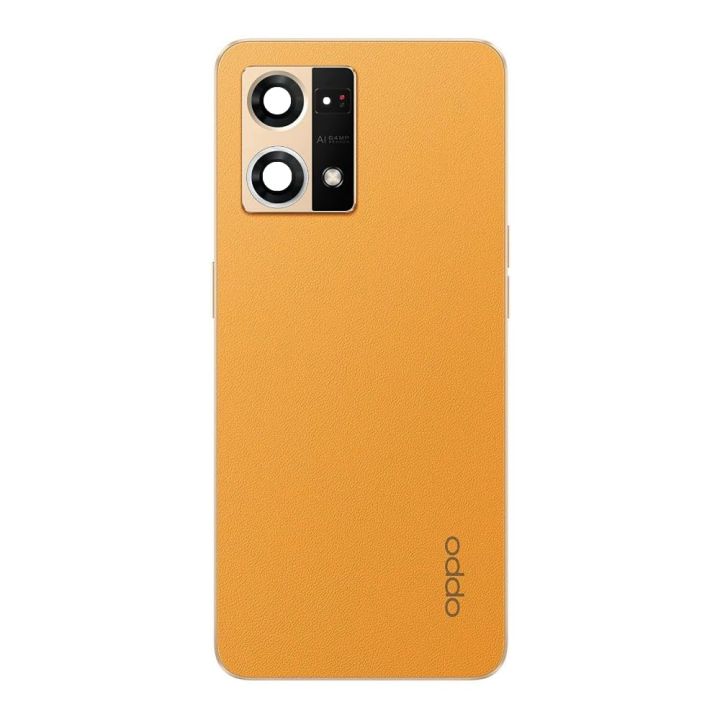 Back Panel Cover + camera frame for Oppo F21 Pro - Black- Orange ...