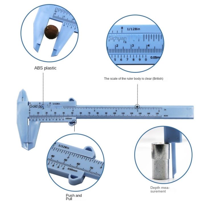 [Special offer]♬ 0-150mm Plastic Double Scale Vernier Caliper Depth ...
