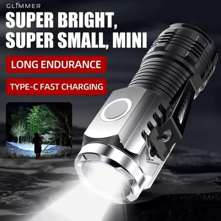 USB Rechargeable Mini LED Flashlight 800 Lumen | Pocket Torch with 8 ...