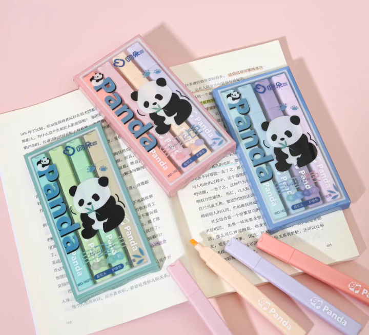 4 pcs Cute Panda Highlighter Pen Set Available in 3 different variants ...