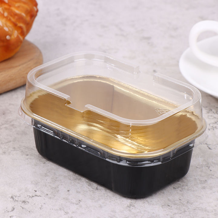 10Pcs Rectangular Aluminium Foil Baking Cups Molds With Lid Pastry ...