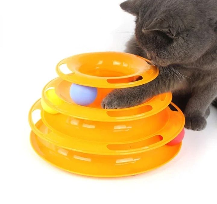 3 Levels Pet Cat Toy Training Amusement Plate Interactive Tower Tracks ...