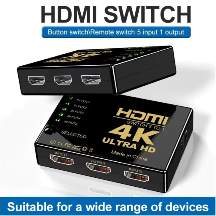 5 in 1 out HDMI Switch KVM Switcher HD 4K Video Switches Splitter 3X1 ...