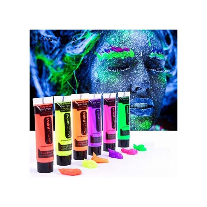 Body Paint-Paint Glow Darkness UV Black Light Reactive Glow Face, Set ...
