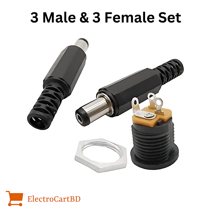 3set Dc Jack Socket Female Connector 3pcs Male 3pcs Female Daraz