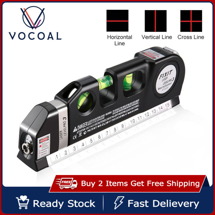 Vocoal Laser Level laser measure Line 8ft Laser Measurement Tape Ruler ...