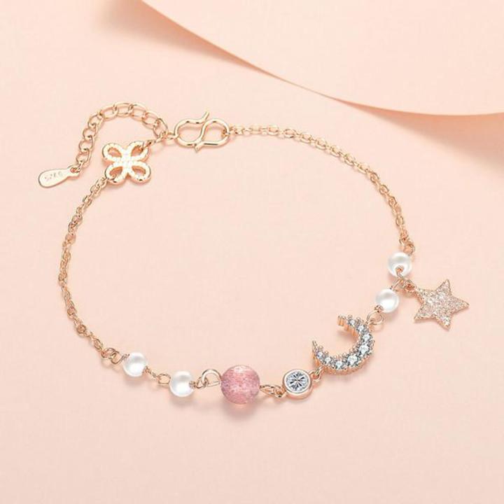 Korean Simple Pearl Star Moon Crystal Bracelet | Daraz.com.bd
