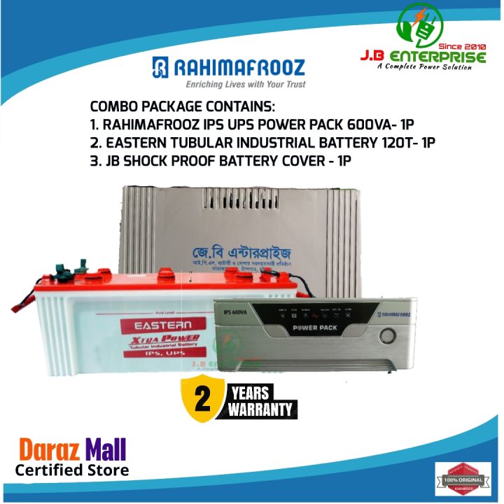 RAHIMAFROOZ IPS 600VA CAPACITY 500 WATT WITH EASTERN TUBULAR BATTERY ...