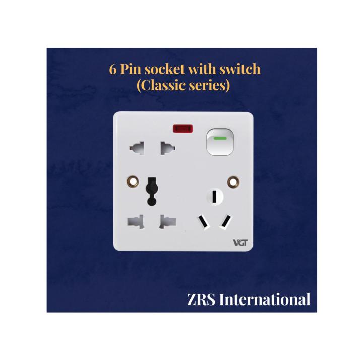 6 Pin socket with switch (Classic series) | Daraz.com.bd