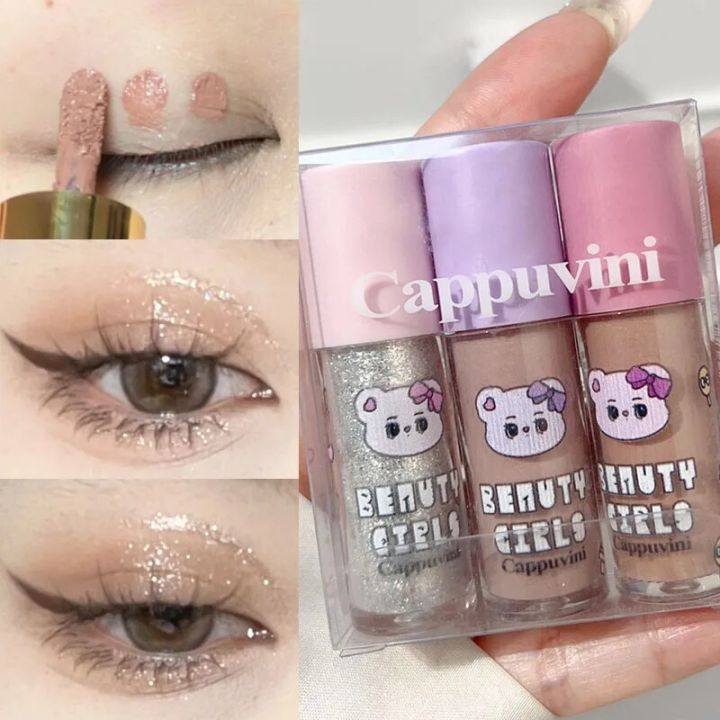 3pcs Cute Glitter Liquid Eye Shadow Pearl Highlighter Diamond Shimmer ...