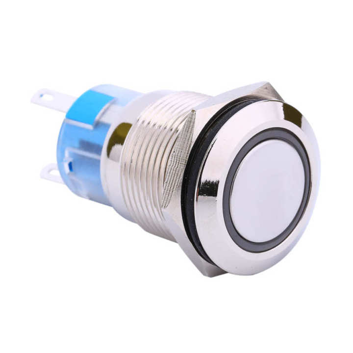 12v auto power metal push button blue LED light toggle switch 19mm ...