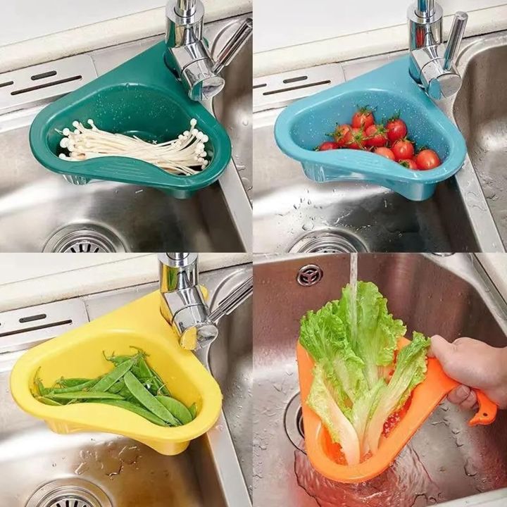 Swan Drain Basket Sink with 2 Pack Reusable Sponge, Kitchen Triangle ...