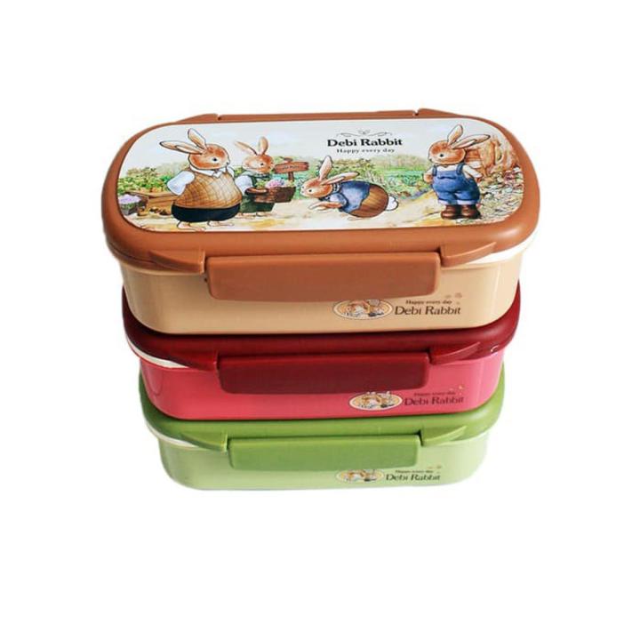 Debi Rabbit Happy Every Day Double Layer Tiffin Lunch Box: Make ...