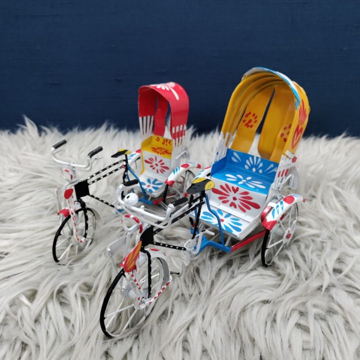 Rickshaw Showpiece Miniature (Metal, Hand Painted, Rickshaw Painting ...