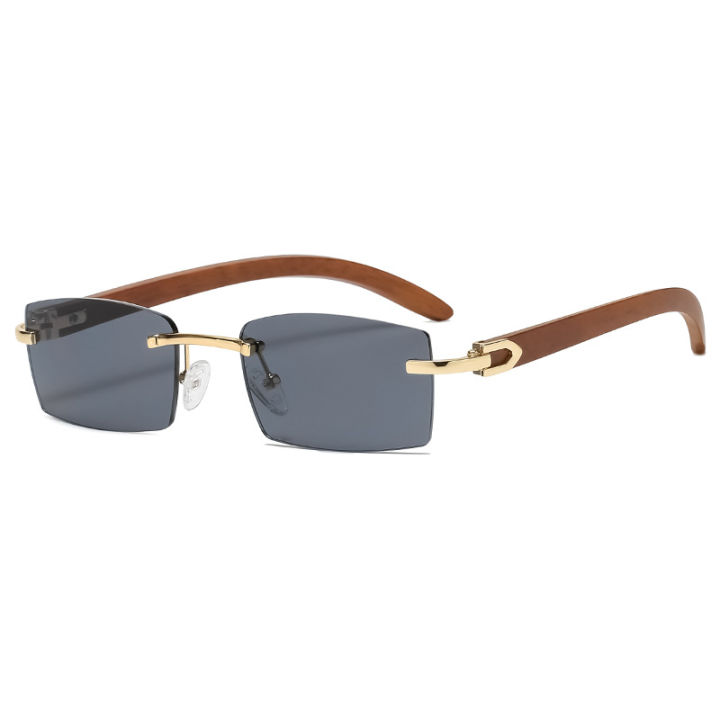 Vintage imless ectangle Wood rain Sunglasses en Square Class 2022 ...