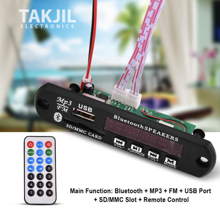 Bluetooth 5.0 DC 9V 12V MP3 Decoder Board Wireless Car MP3 Player USB Handsfree Recording Module ...