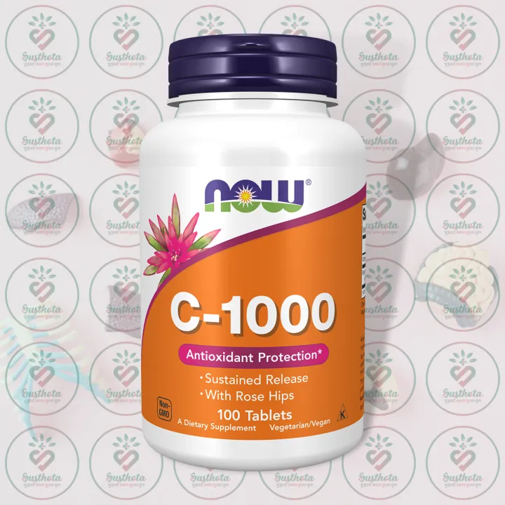 NOW C-1000 Sustained Release with Rose Hips – 1000 mg – 100 Tablets ...