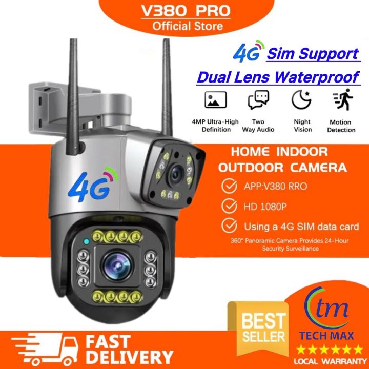 V380 PRO Duel Lens SC02-4G Sim Support WIFI IP Camera 4MP Waterproof ...