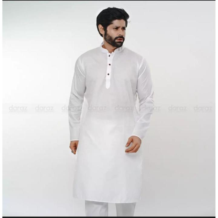 Stylish Semi Long White Cotton Punjabi for Men Panjabi New Collection ...