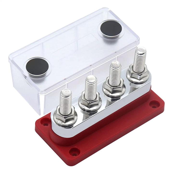 600A Bus Bar 4-Stud M10 High Current Copper Busbar Terminal (Red ...
