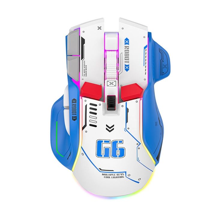 (Ready Now)HXSJ G6 10 Keys RGB 12800DPI Tri-mode Wireless Gaming Mouse ...