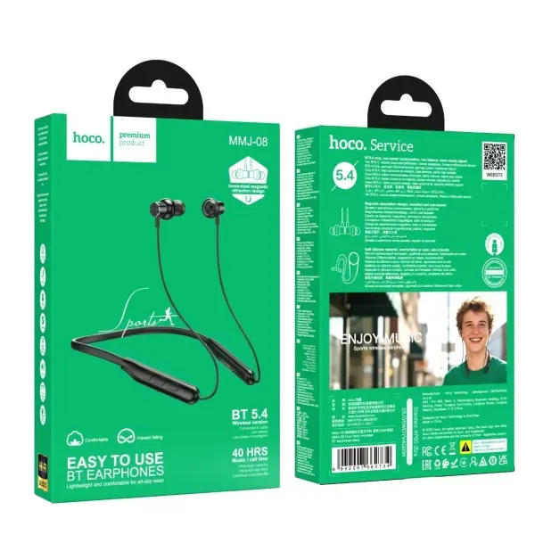 Hoco MMJ08 Wireless Neckband | 40-Hour Talk/Music Time | 400-Hour ...
