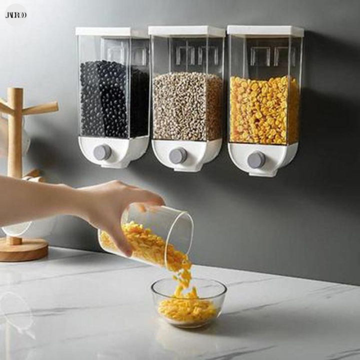 Jadroo Wall Mounted Press Cereals Dispenser Grain Storage Box | Daraz ...