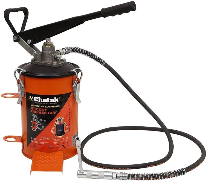 Chetak Hand Operated Grease pump / Grease Bucket with Trolley Wheels ...