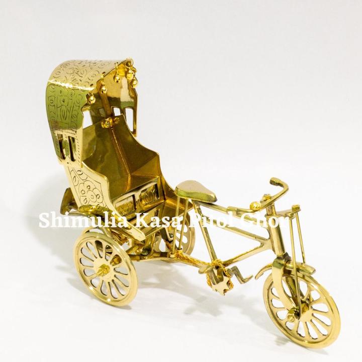 Pitol Rickshaw Showpieces/Brass Metal Rickshaw Showpieces (Medium Size ...