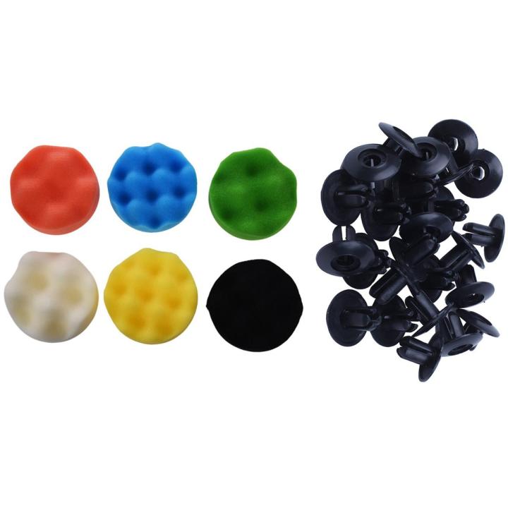 25Pcs Plastic Push in Rivets Clip 8Mm Hole Black & 1 Set Polishing ...