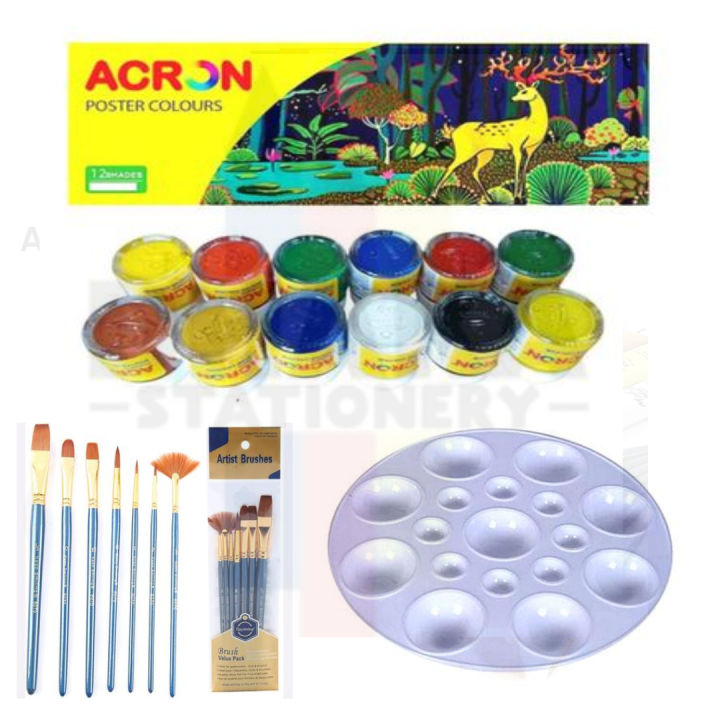 Poster Color Combo Set Poster Colour 12 Color 15ml,7pcs brush,1pcs ...