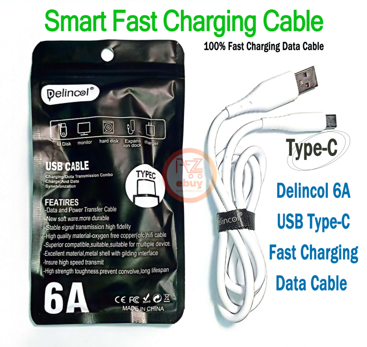 Delincol 6A USB Type C Fast Charging & Data Cable for All Type Android ...