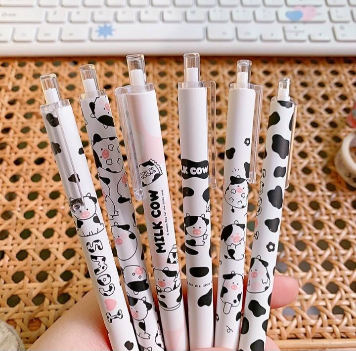1 pis 0.5Mm Cartoon Cute Milk Cow Press Gel Pens Kawaii Black Writing ...