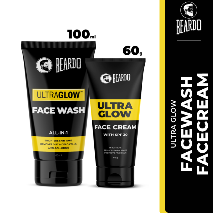Beardo Combo - Ultra Glow Facewash 100ml & Ultra Glow Face Cream 60g ...