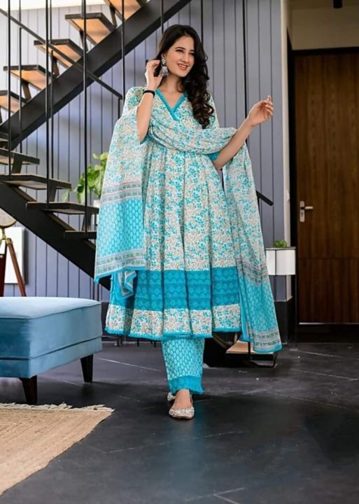 Cotton Fashionable stitched Gown designed long salwar kamez orna For ...