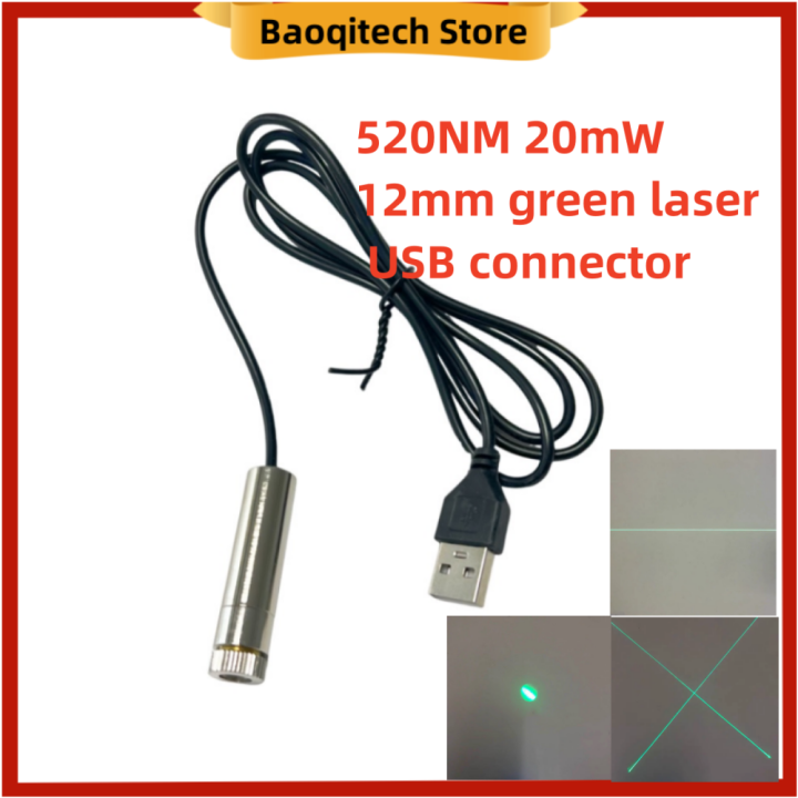 520NM 20mW green light 12mm laser head USB connector green laser module ...