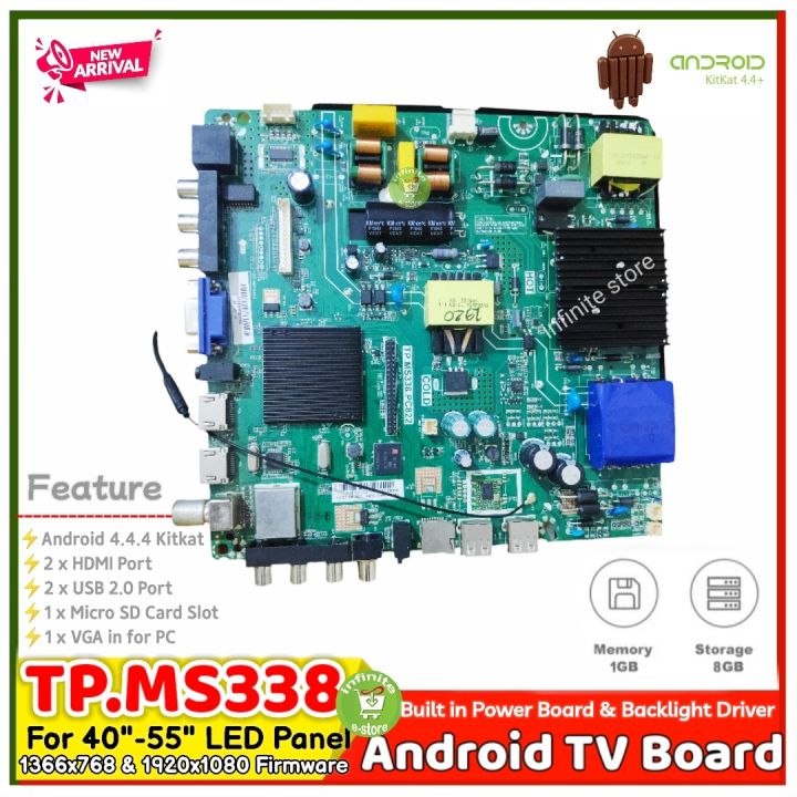TP.MS338.PB822 1GB Ram 8GB Rom Android smart TV three in one network motherboard Quad Core ...