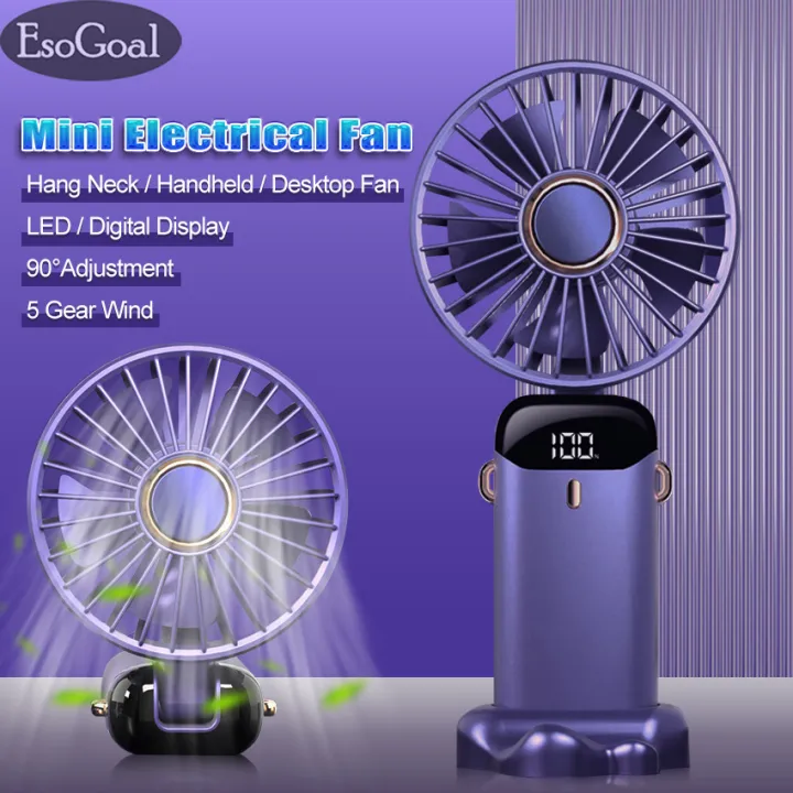 EsoGoal Mini Portable Fan LED Digital Display Foldable Handheld Fan ...