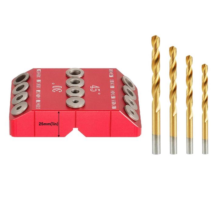Screw Drilling Template Block-1 x Drill Guide 4 x Drill Bit-Red | Daraz ...