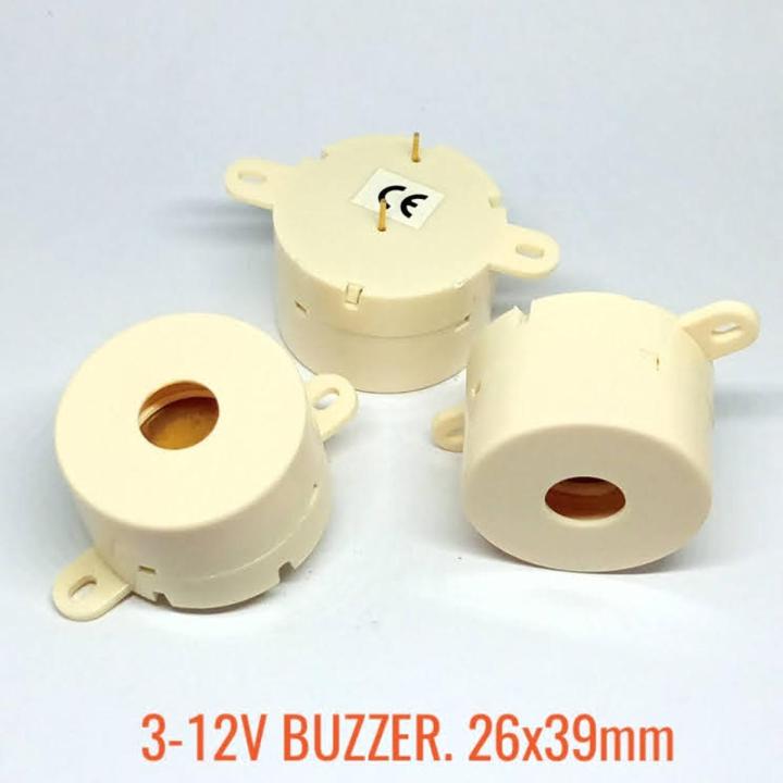 Buzzer (White) 3V to 12V PCB Mount and Mounting Holes 26x39mm -1pcs ...