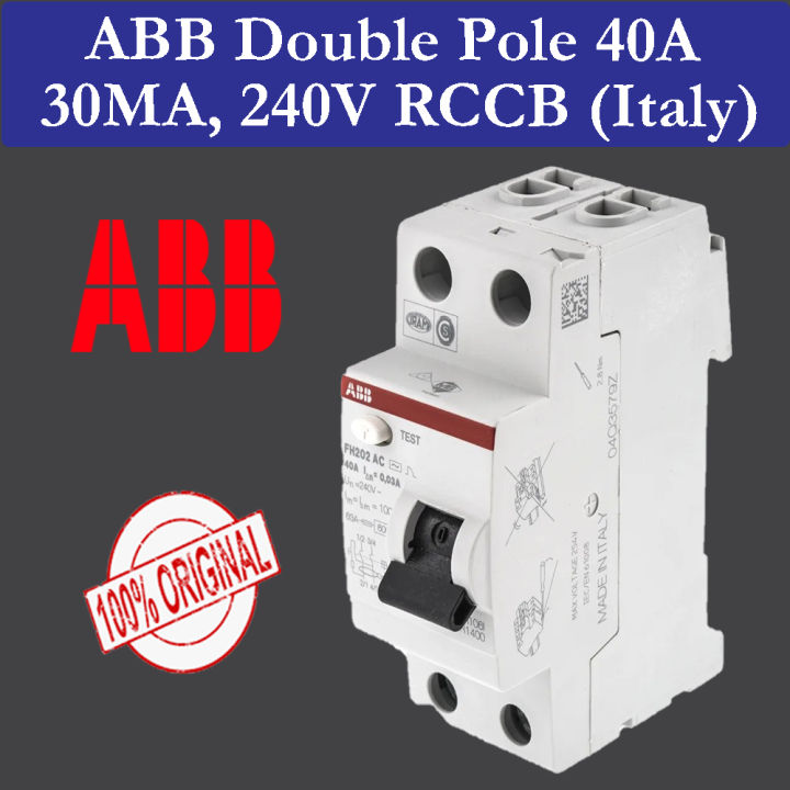 ABB Residual Current Circuit Breaker RCCB Double Pole 40A/30mA-Italy (Original) | Daraz.com.bd