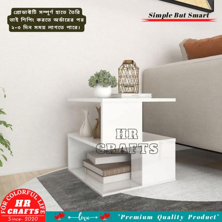 Bedside Table-Side Table White & Black- Industrial Coffee Table ...