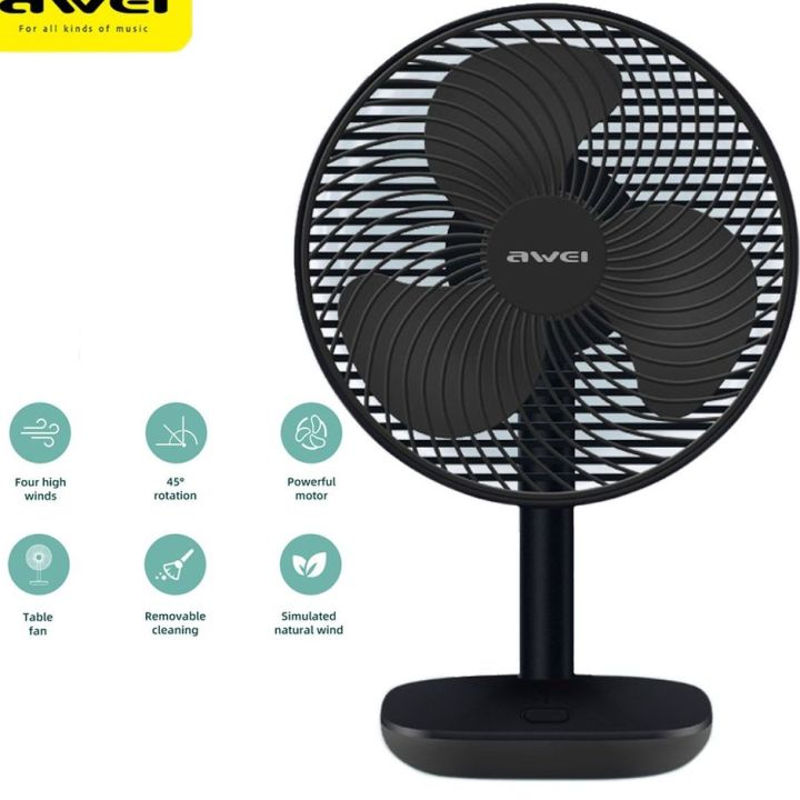 Awei F23 Mini Rechargeable Desktop Fan Black | Daraz.com.bd
