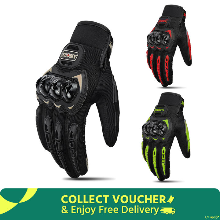 Motorcycle hand gloves Suomy. Full Finger Protective Gloves With Touch ...
