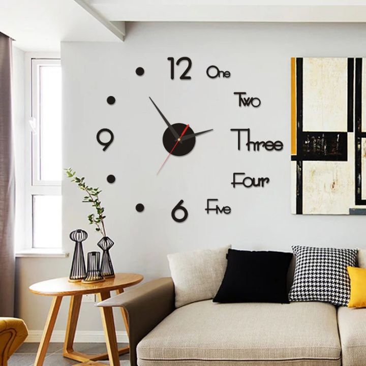 DIY 3D Acrylic Wall Clock for Living Room Bed Room Home Decorative Digital Creative Wall clock ...