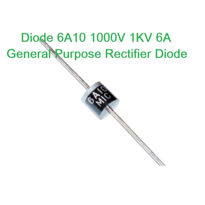5Pcs- Diode 6A10 1000V 1KV 6A General Purpose Rectifier Axial Diode 6A10 Silicon Junction Diode ...