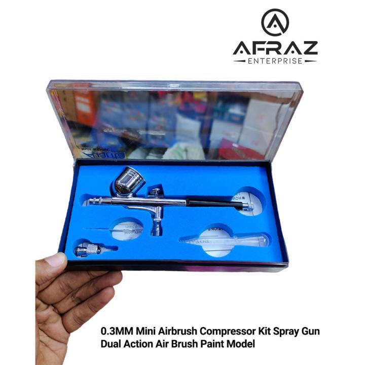 0.3MM Mini Airbrush Compressor Kit Spray Gun Dual Action Air Brush ...